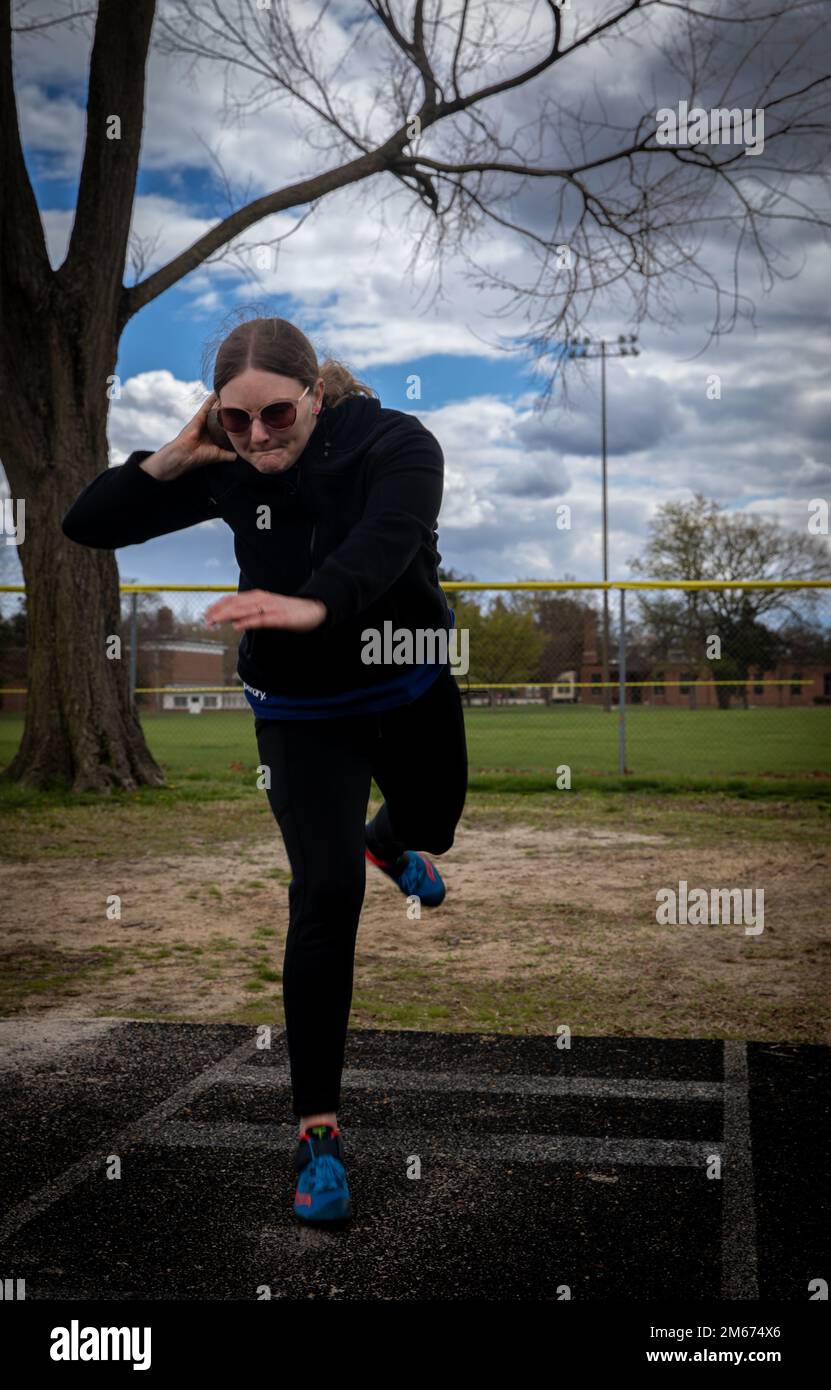 Retired U.S. Army Angela Euson, Team U.S., trains for a field event at ...
