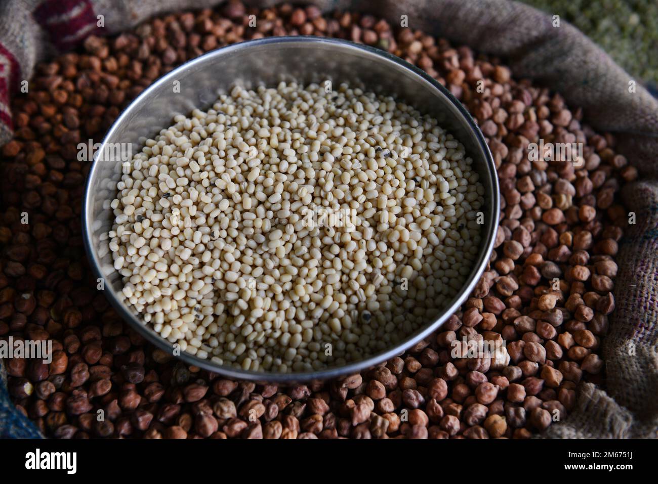 A basket of Kala Chana ( Brown / Black chickpeas ) at the market in ...