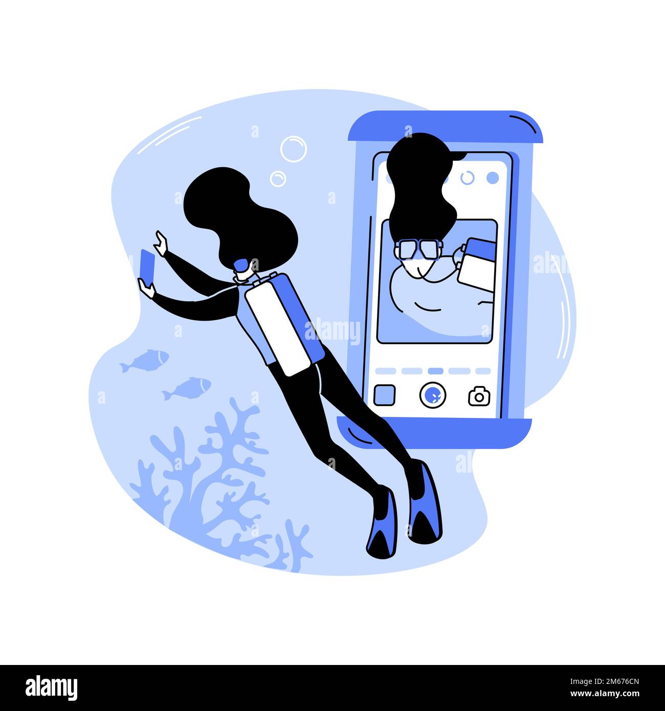 Waterproof pouch isolated cartoon vector illustrations. Woman takes ...