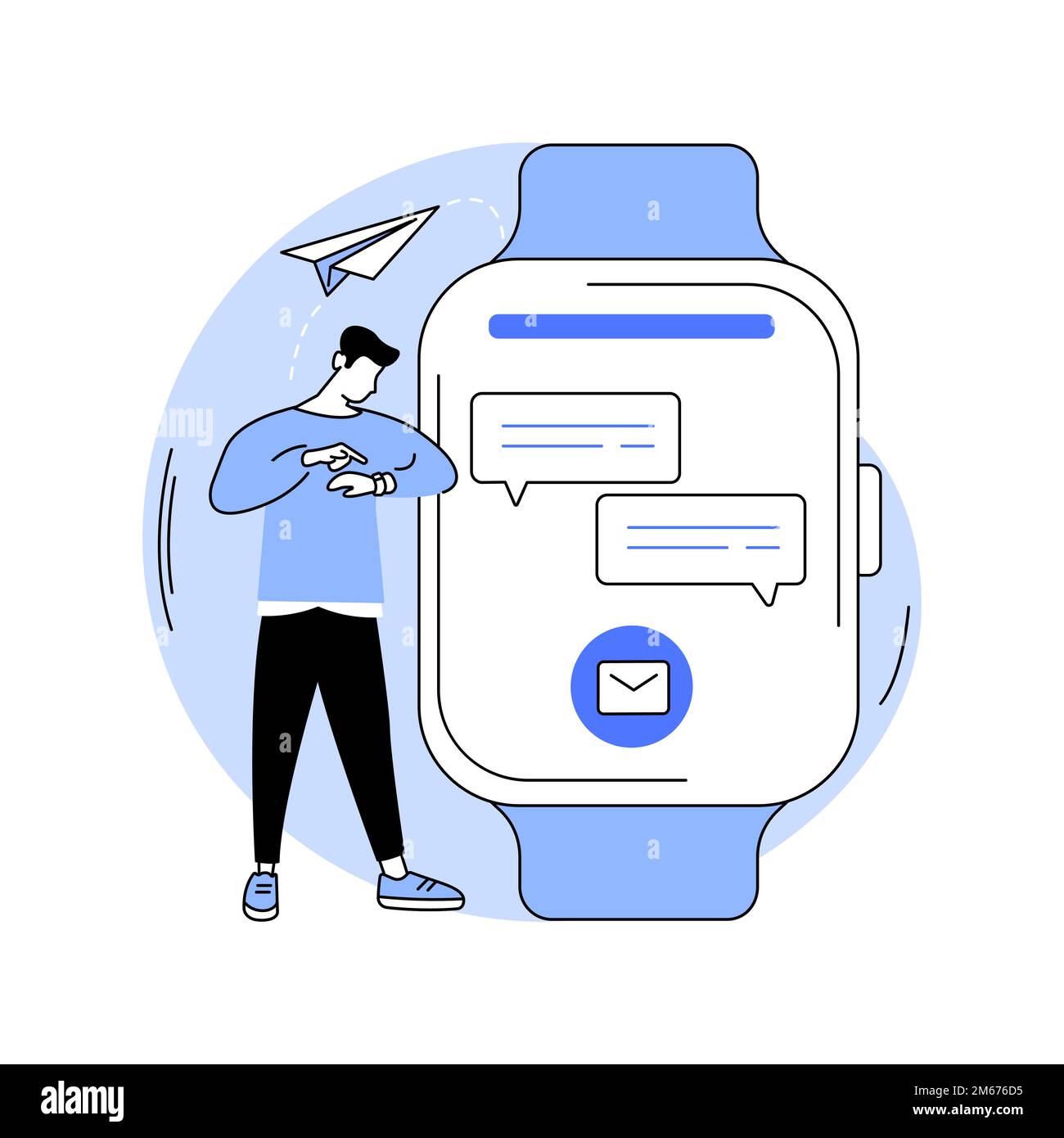 Reply to messages with smartwatch isolated cartoon vector illustrations ...