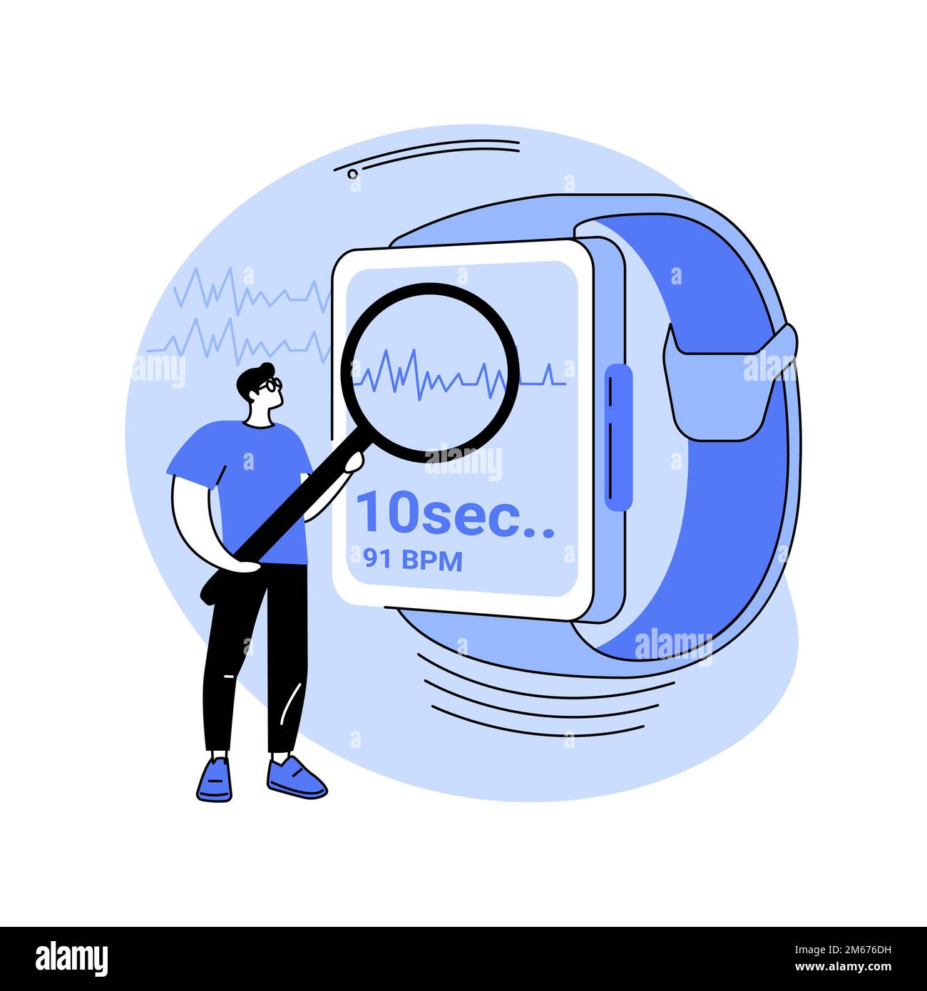 Smartwatch ECG Tracking Feature isolated cartoon vector illustrations ...