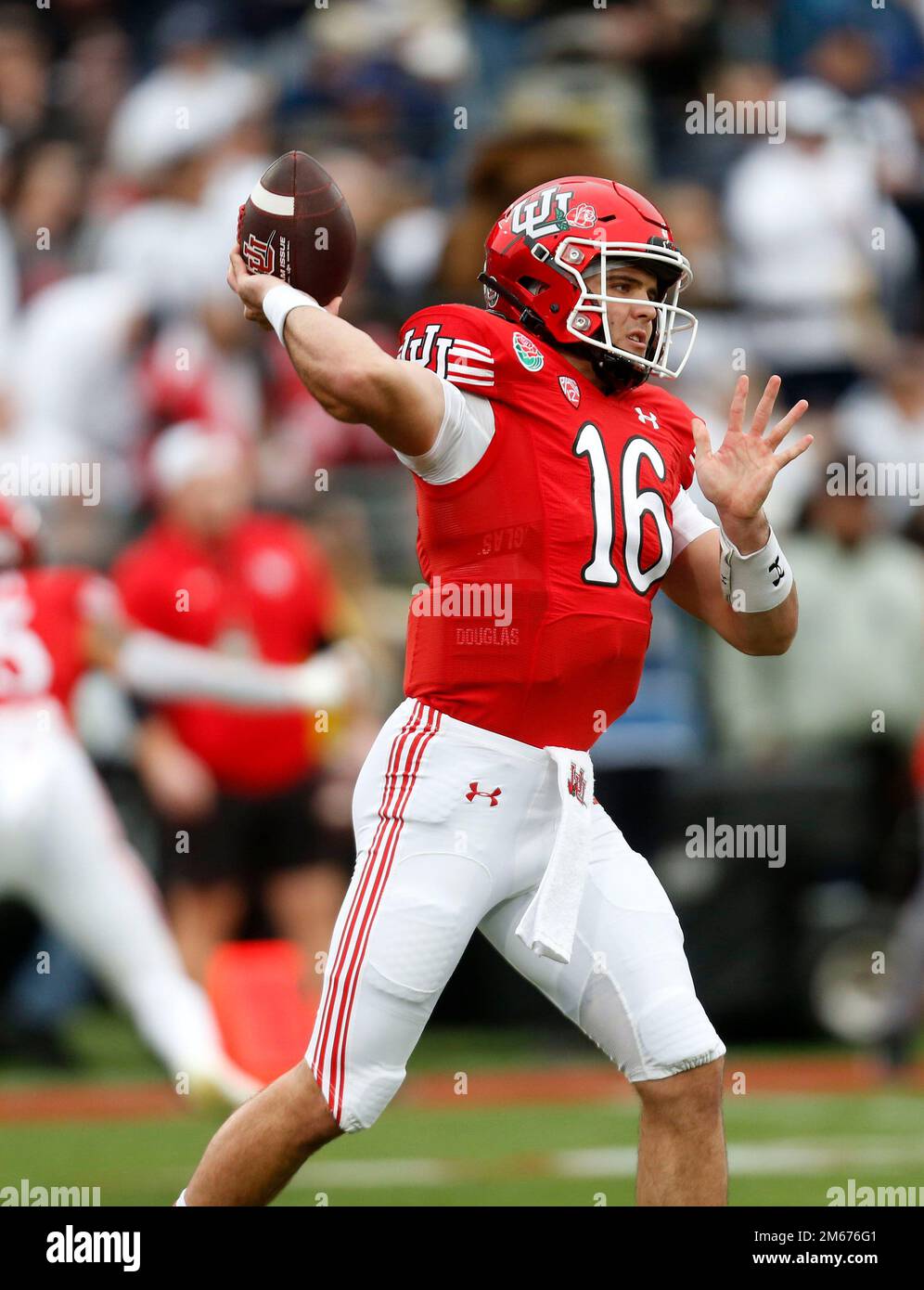January 02, 2023. Utah Utes quarterback Bryson Barnes (16) pregame ...