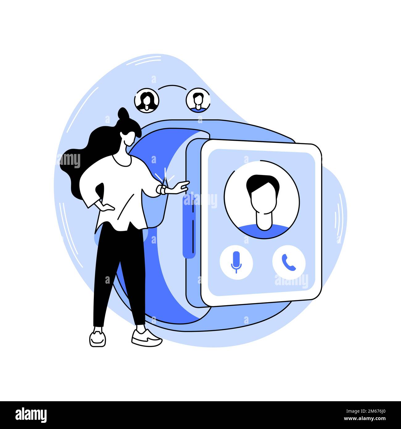Receive calls with smartwatch isolated cartoon vector illustrations ...