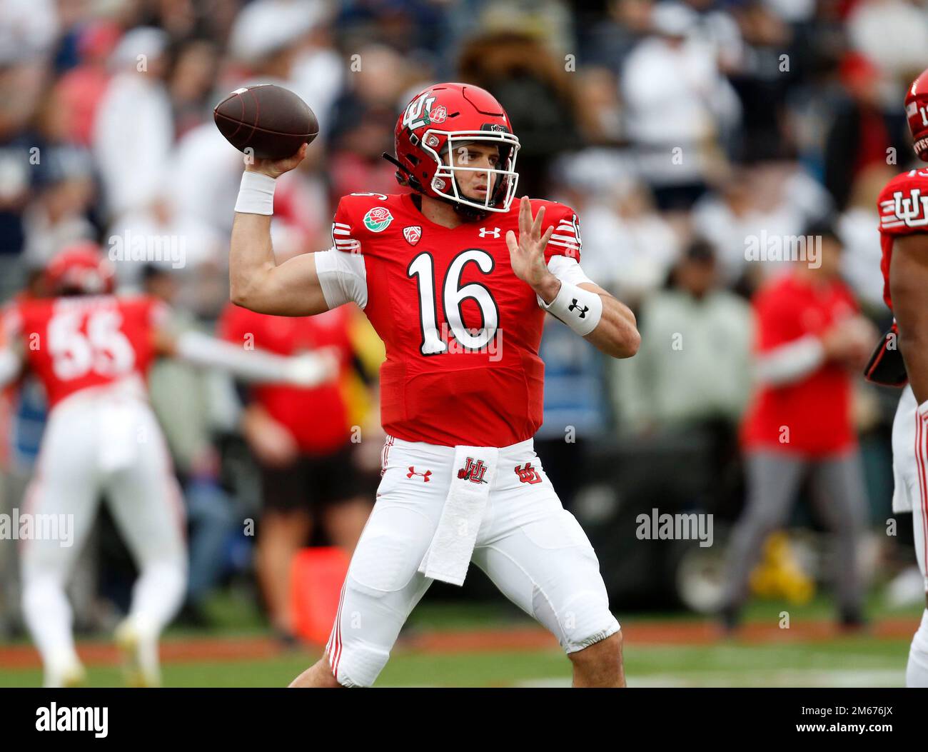 January 02, 2023. Utah Utes quarterback Bryson Barnes (16) pregame ...
