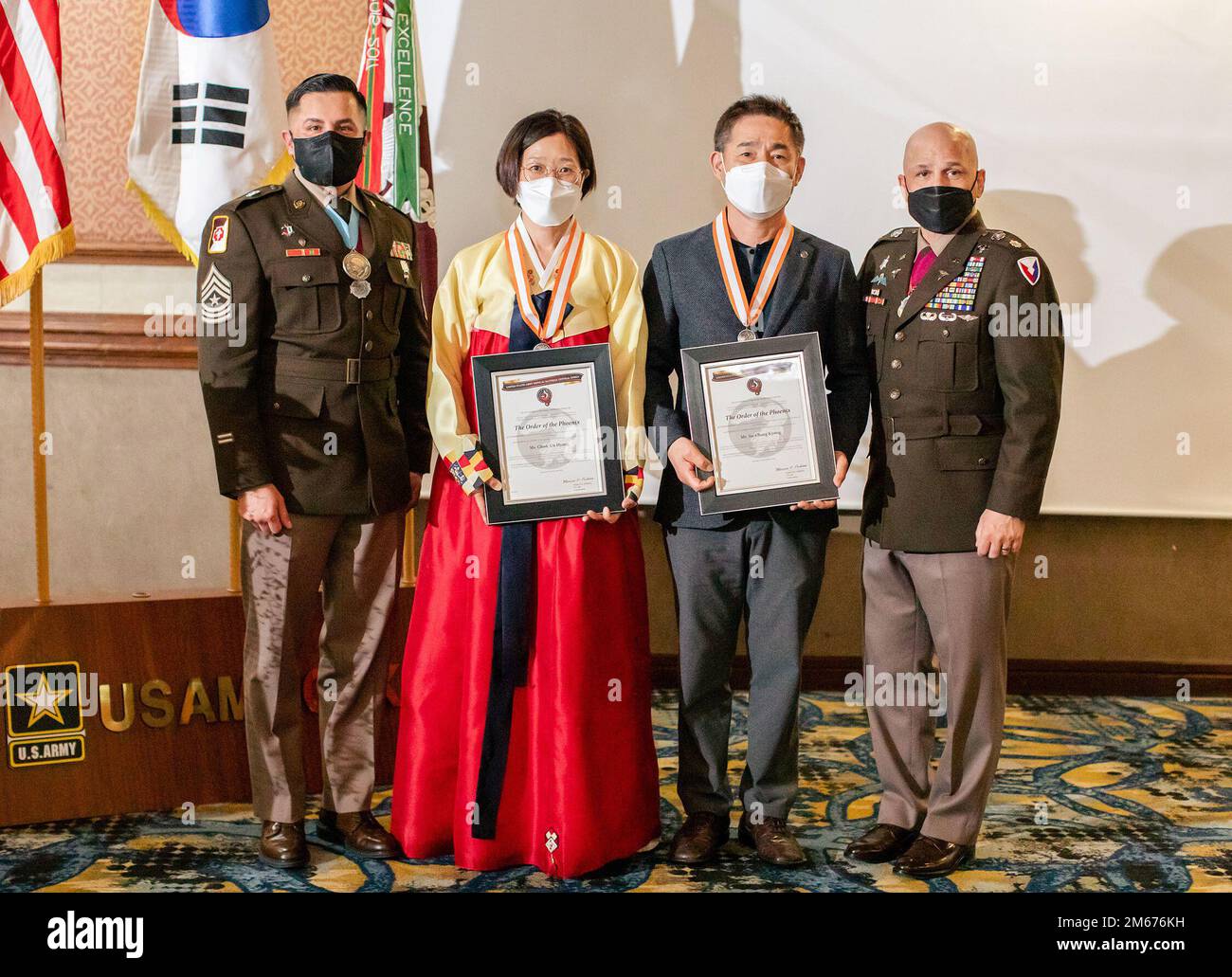 Lt. Col. Marcus D. Perkins, right, commander of the U.S. Army Medical ...