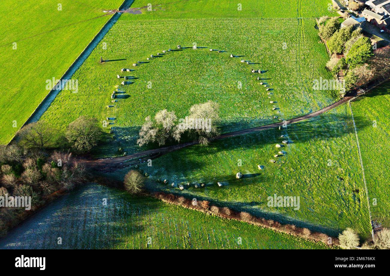 Long Meg and Her Daughters. Prehistoric Neolithic stone circle ...