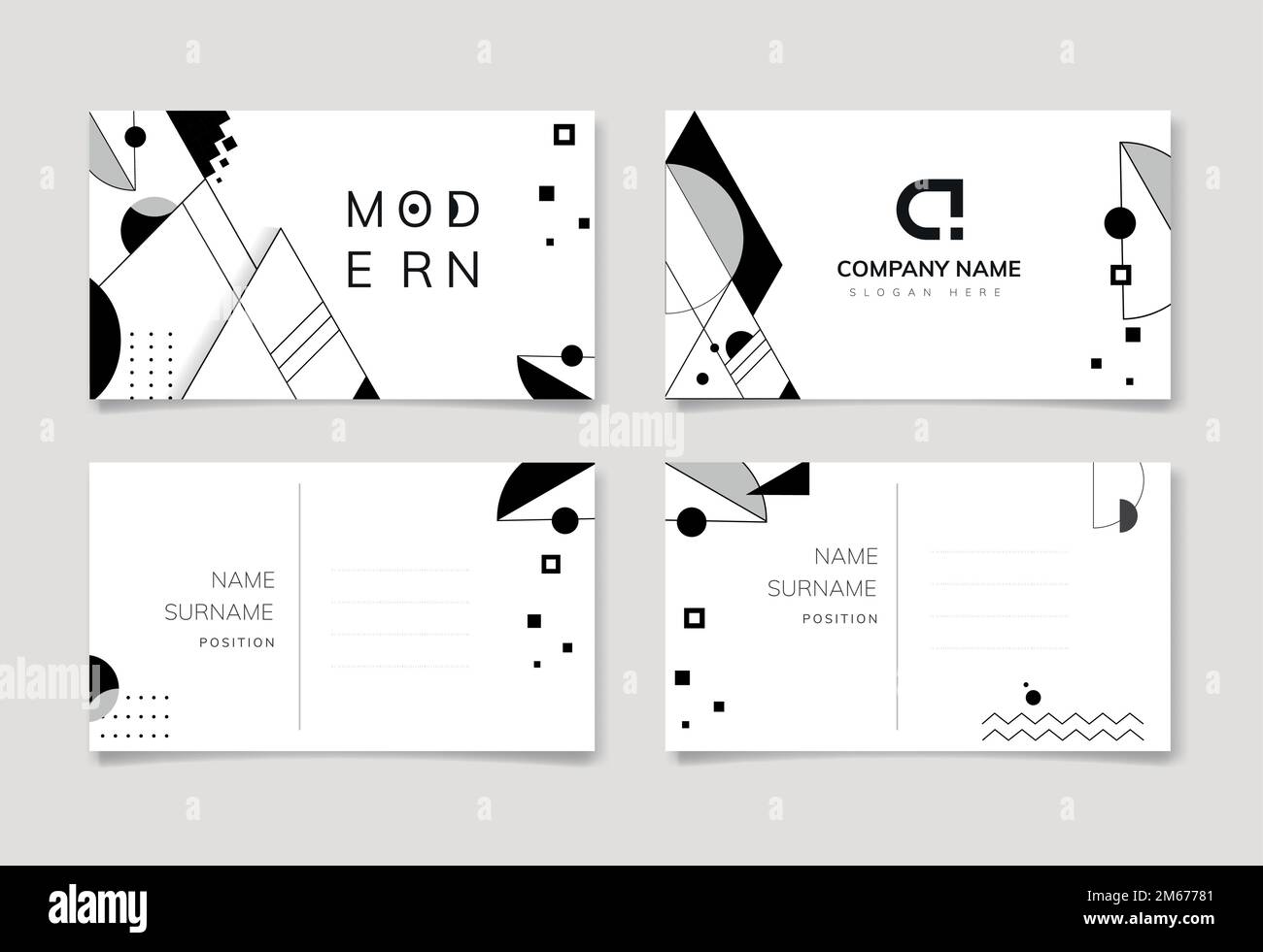 Modern black and white geometric business name card template Stock ...
