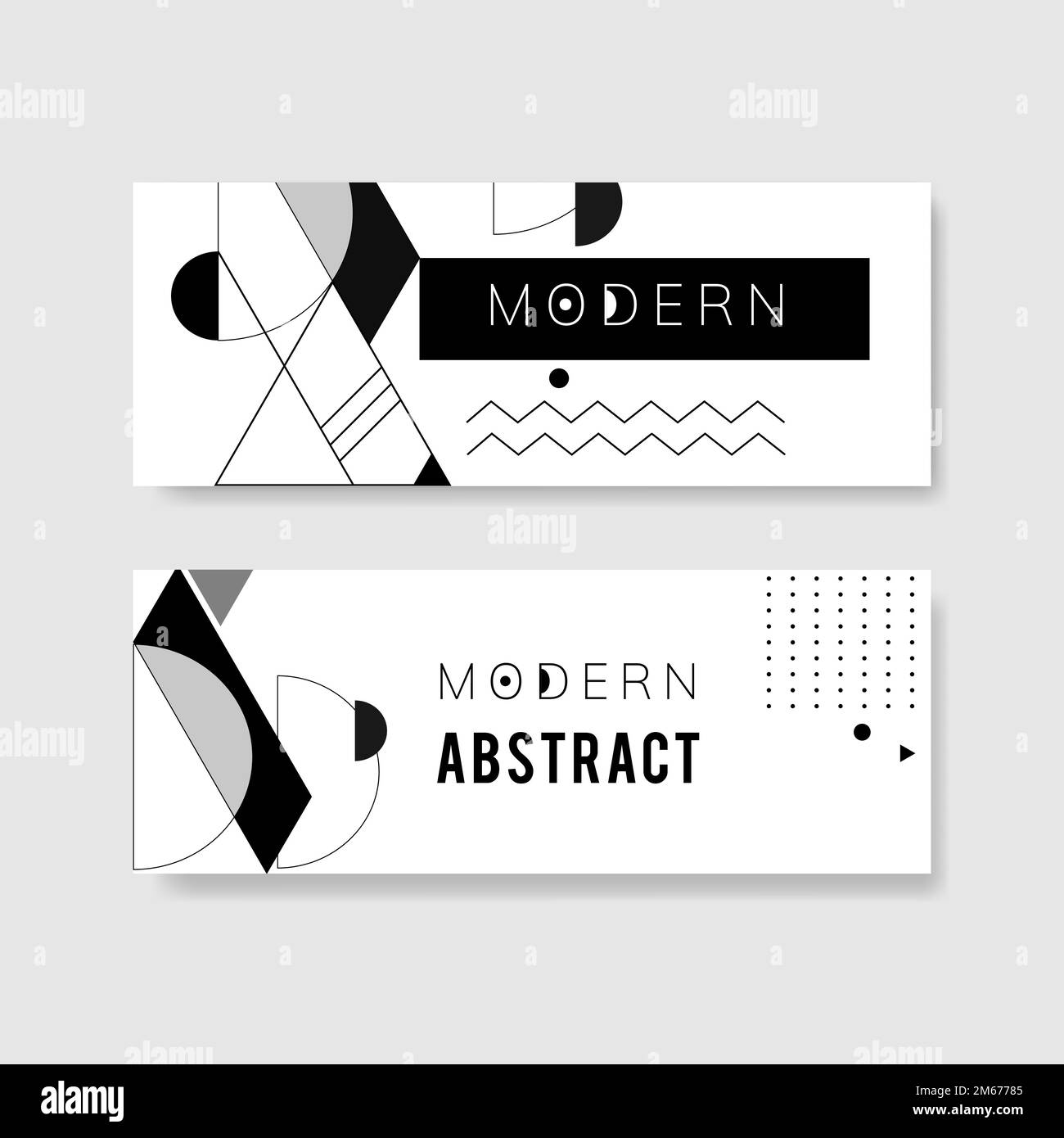 Modern Black And White Geometric Banner Templates Set Stock Vector Image And Art Alamy
