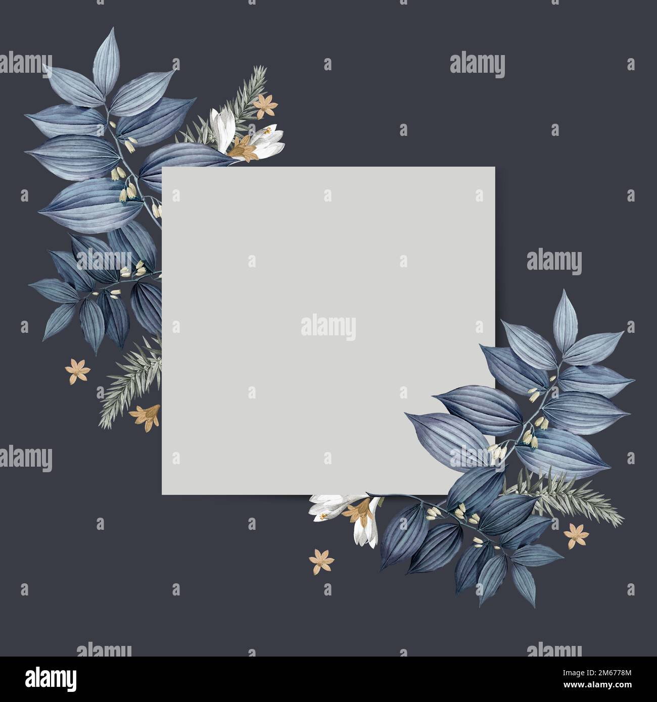 Blue floral blank square card design Stock Vector Image & Art - Alamy