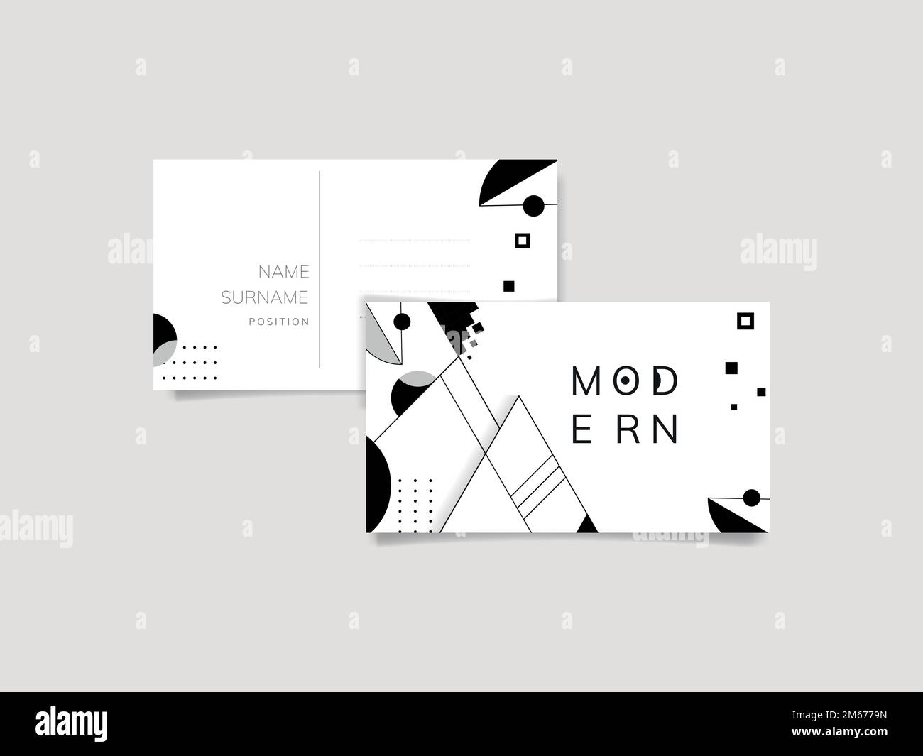Modern black and white geometric business name card template Stock ...