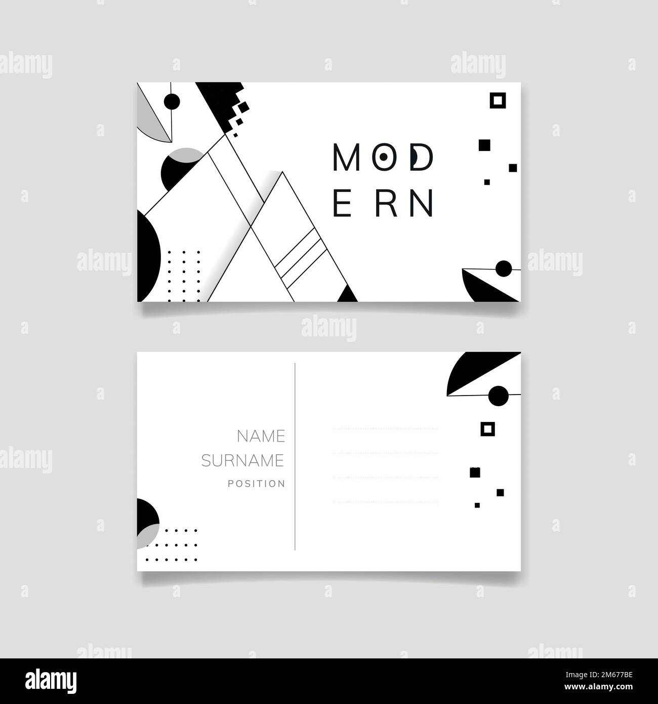 Modern black and white geometric business name card template Stock ...