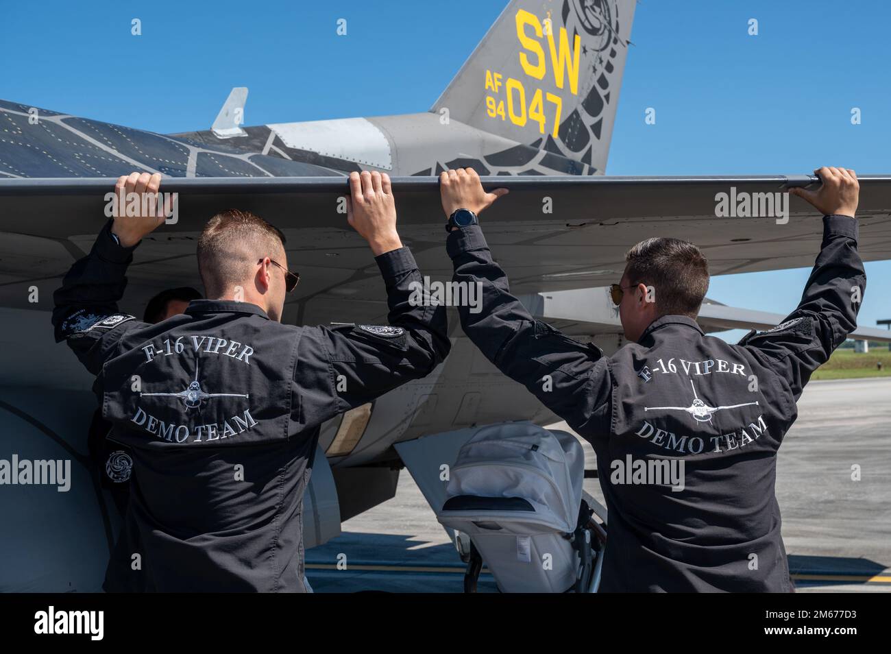 U.S. Air Force Staff Sgt. Jordan Brown-Stobbe (left) and Staff Sgt ...