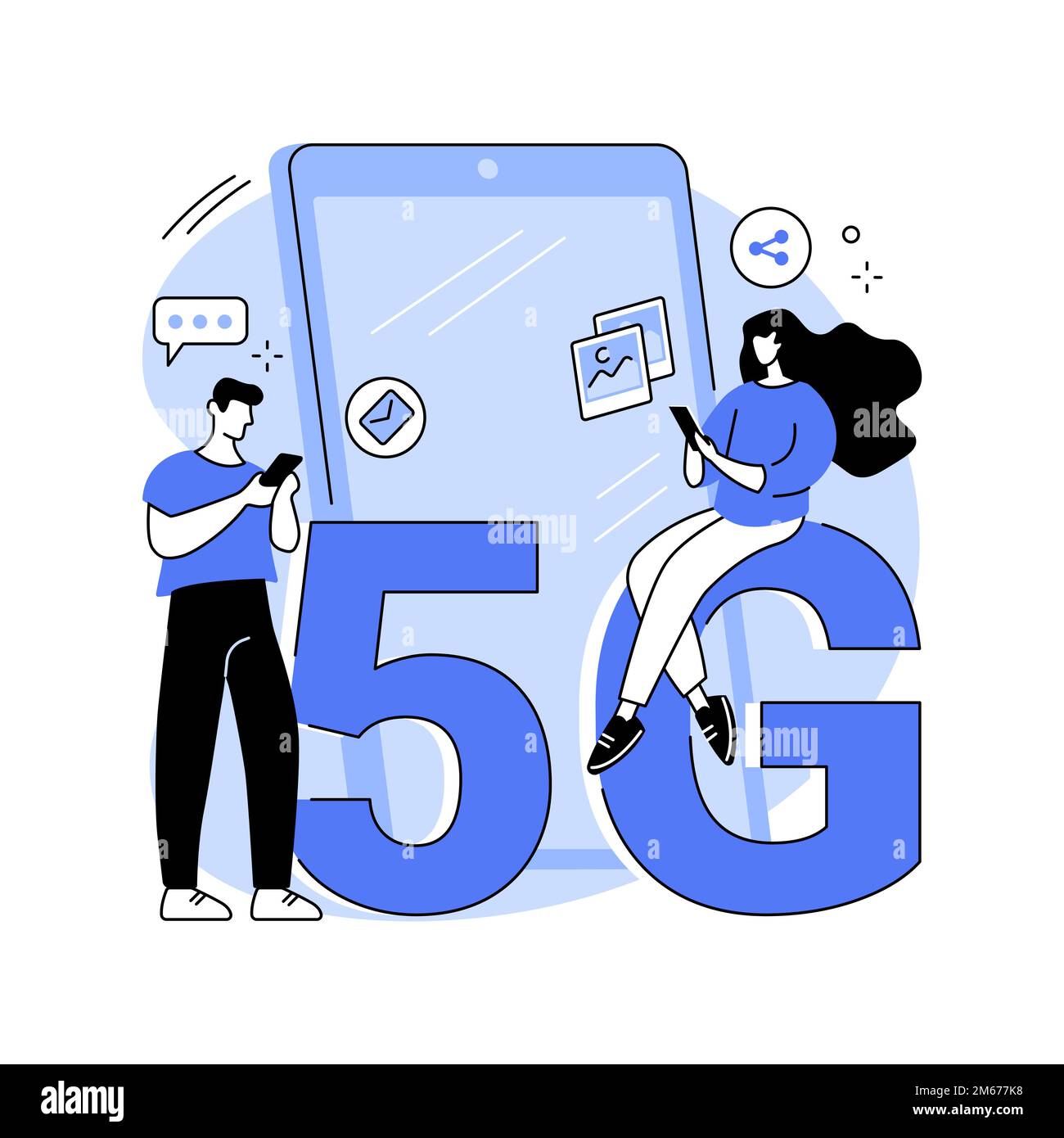 Mobile phones 5G network abstract concept vector illustration. Mobile ...