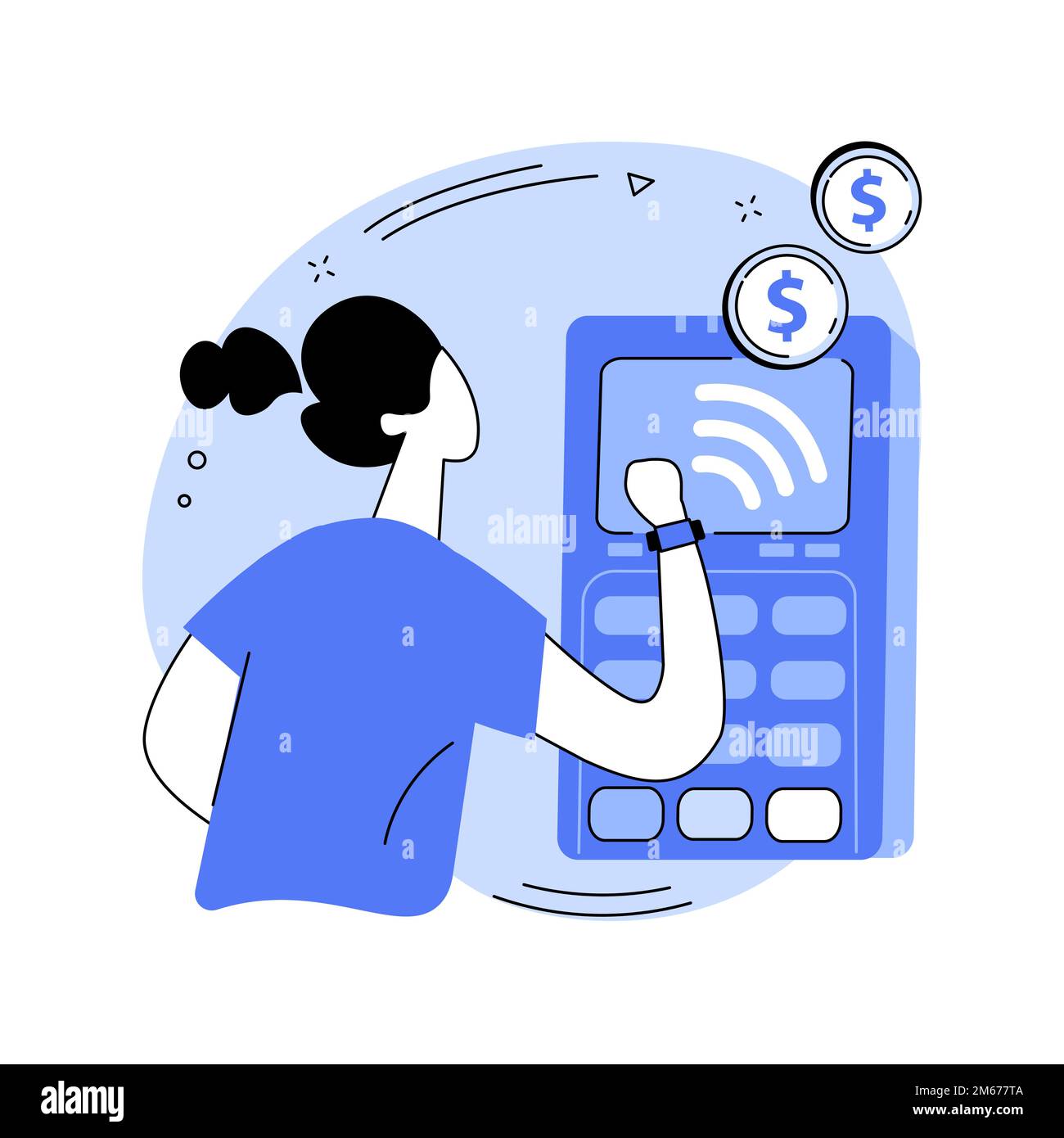 Smartwatch payment abstract concept vector illustration. NFC connection ...