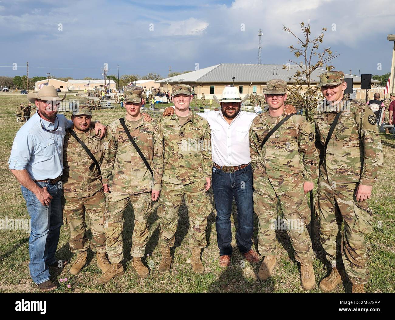 Soldiers from the Michigan Army National Guard gather and pose for a ...