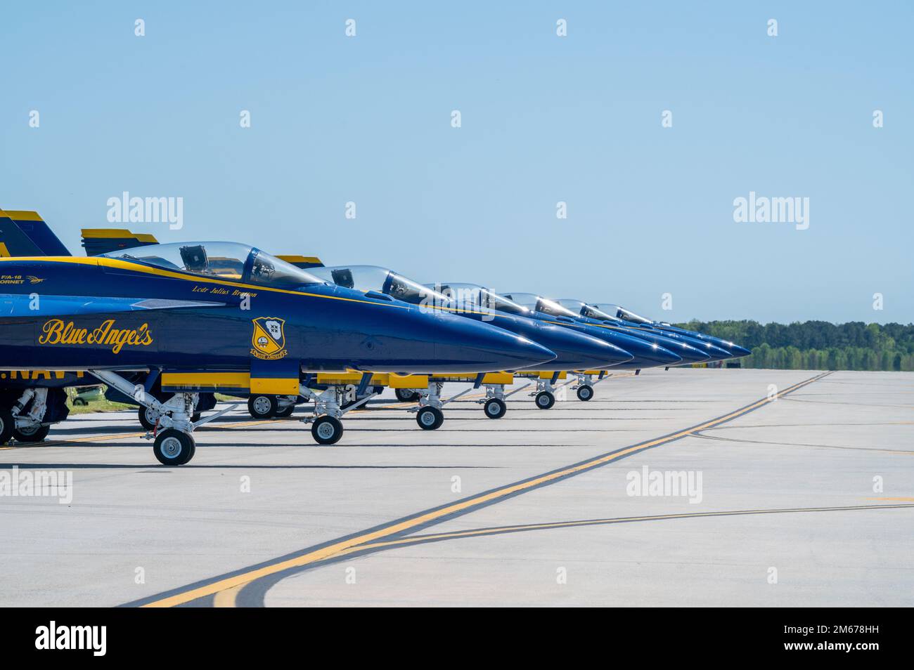 The U.S. Navy Flight Demonstration Squadron, the Blue Angels, align ...