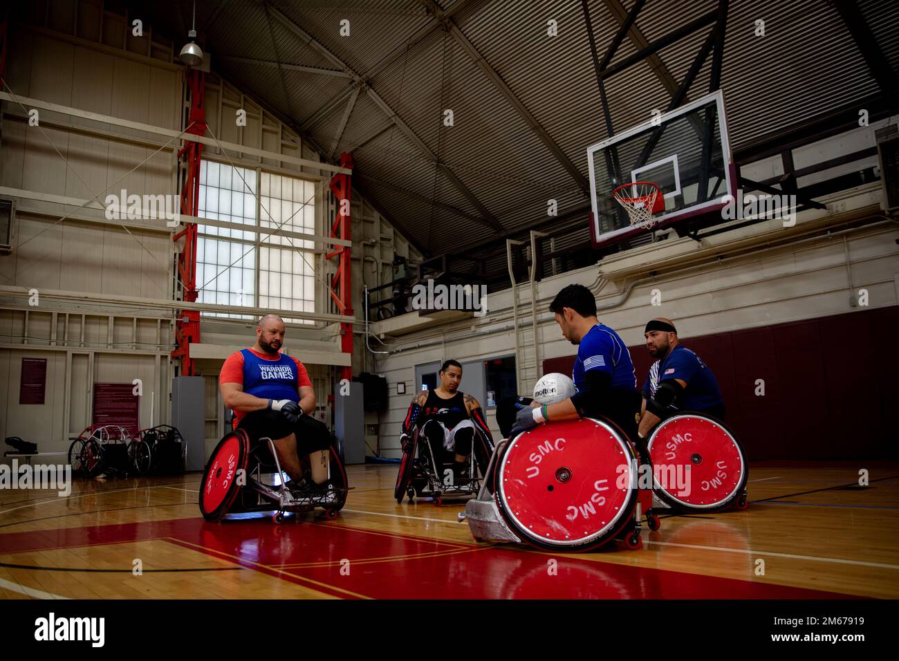 Team U.S. athletes, trains at wheelchair rugby practice, during the ...