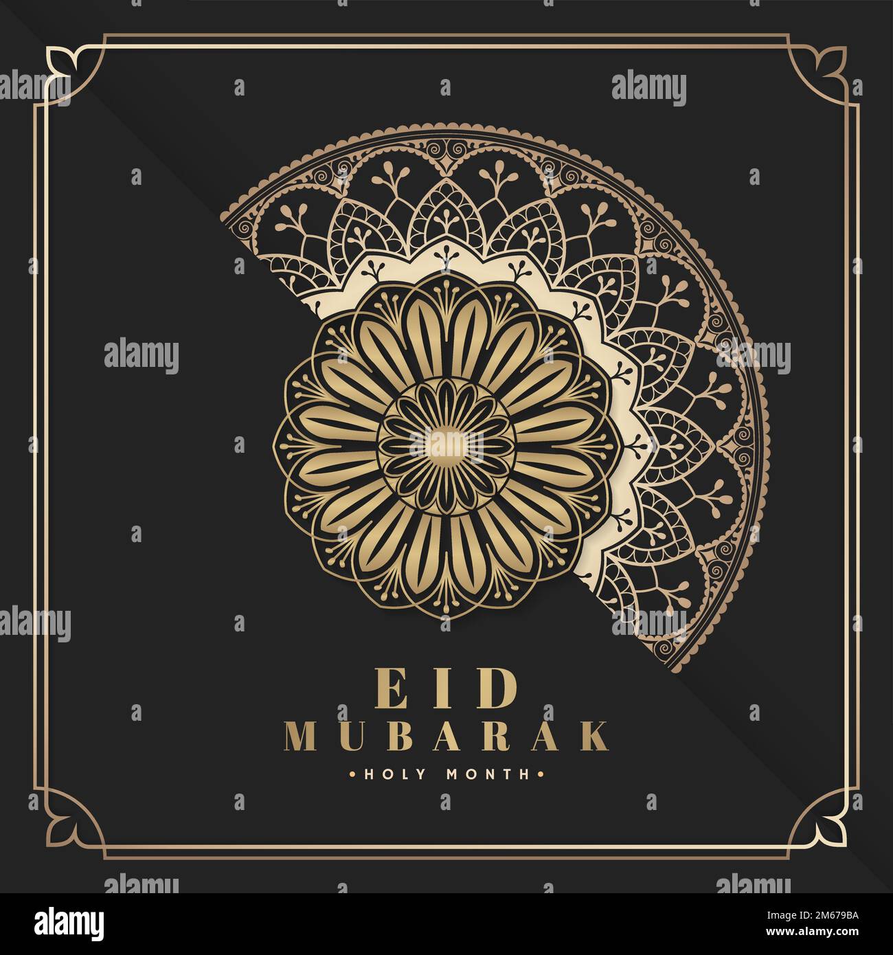 Black and gold Eid Mubarak postcard vector Stock Vector Image & Art - Alamy