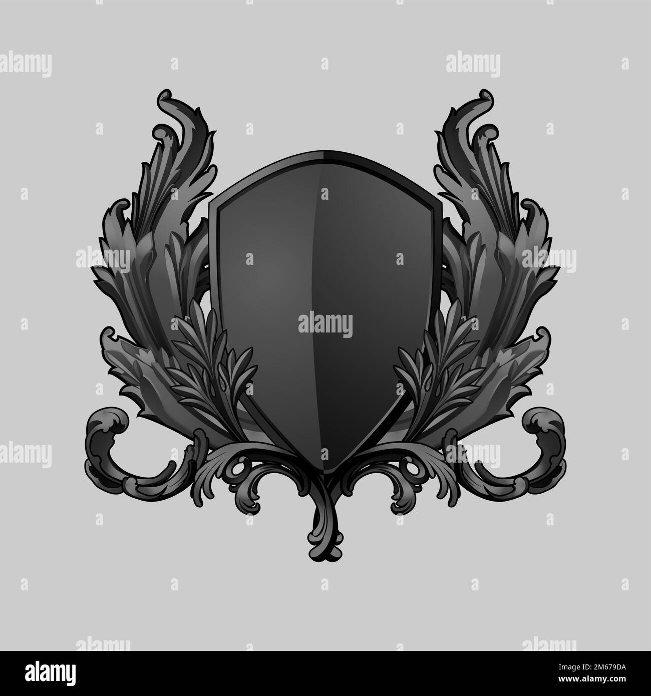 Baroque shield Black and White Stock Photos & Images - Alamy