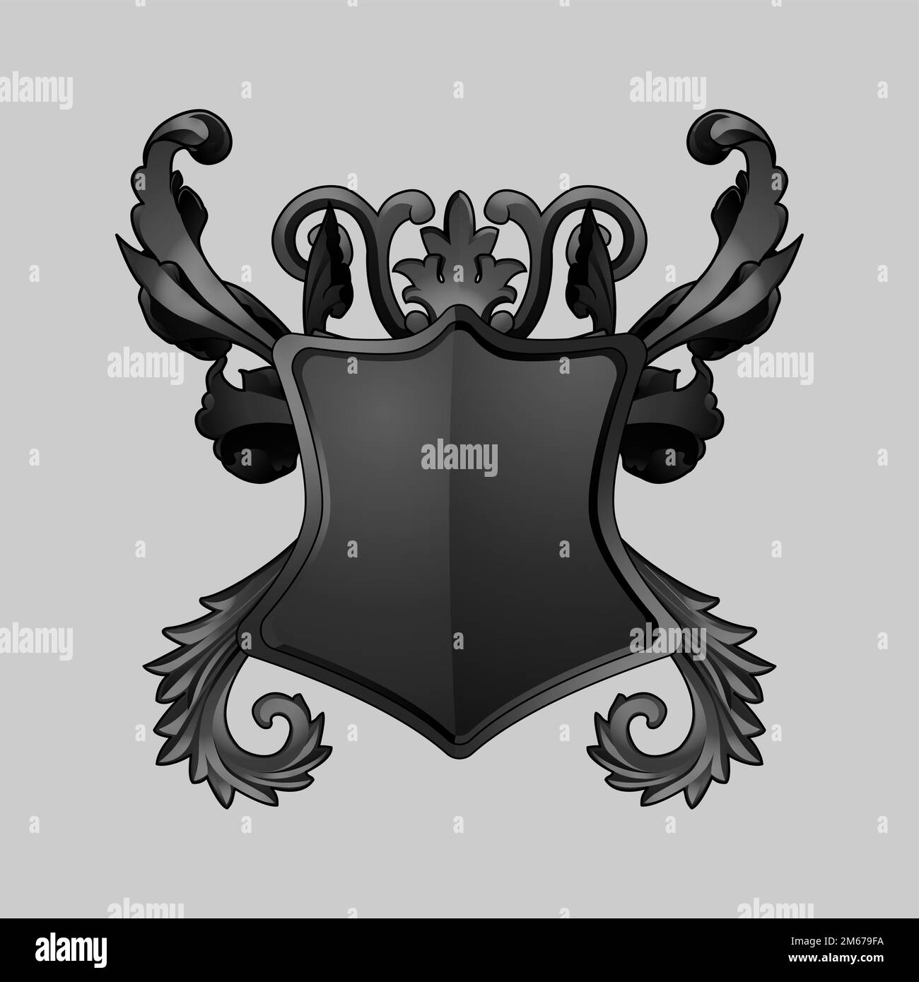 Black Baroque shield elements vector Stock Vector Image & Art - Alamy