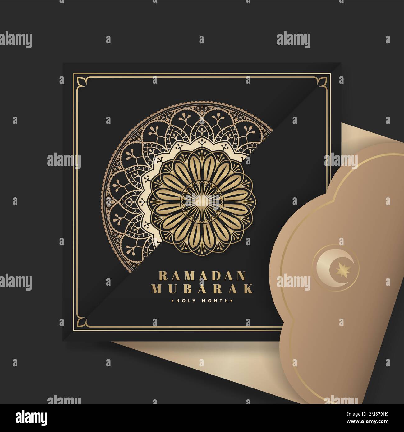Black and gold Eid Mubarak postcard vector Stock Vector Image & Art - Alamy