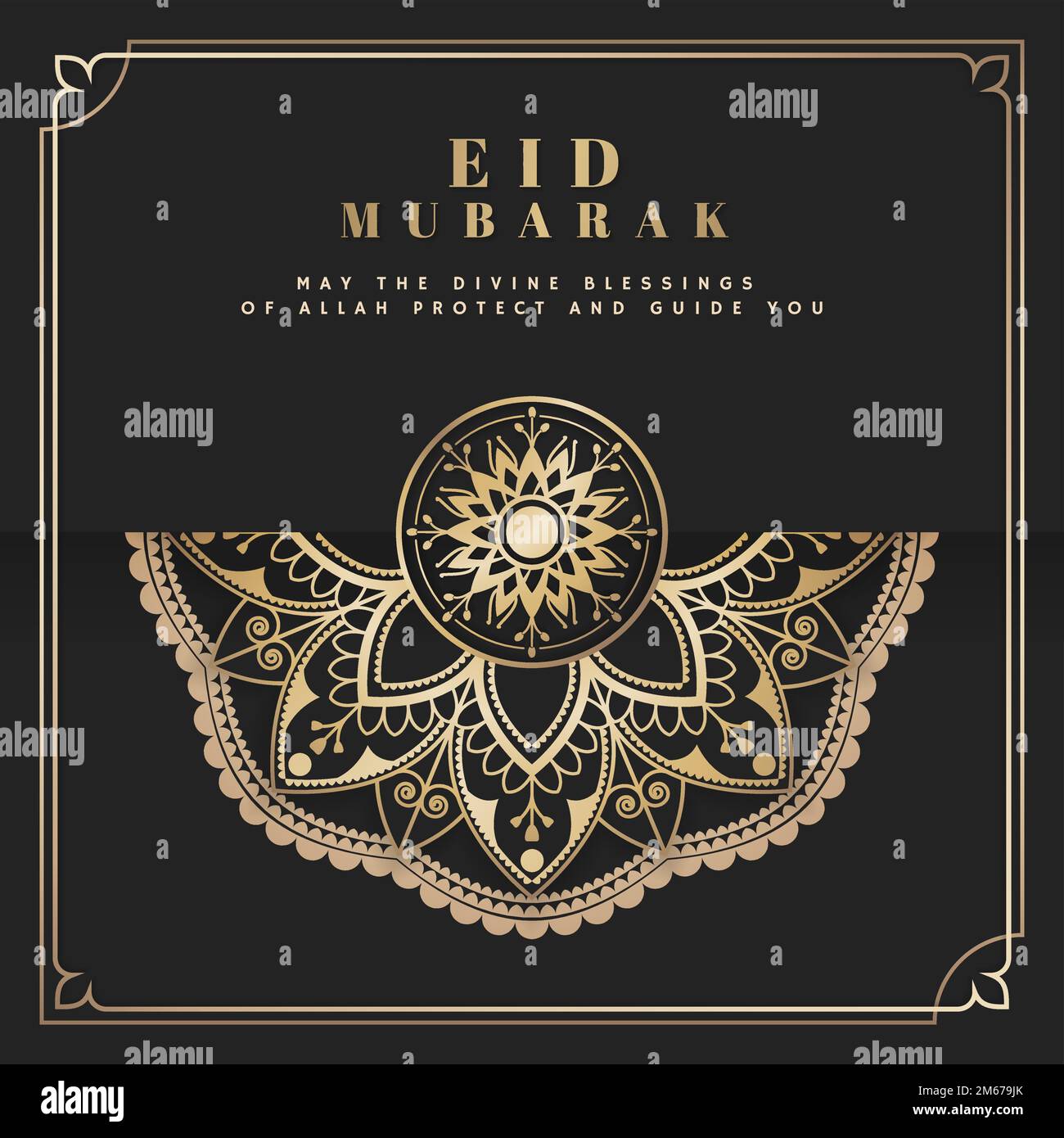 Black and gold Eid Mubarak postcard vector Stock Vector Image & Art - Alamy