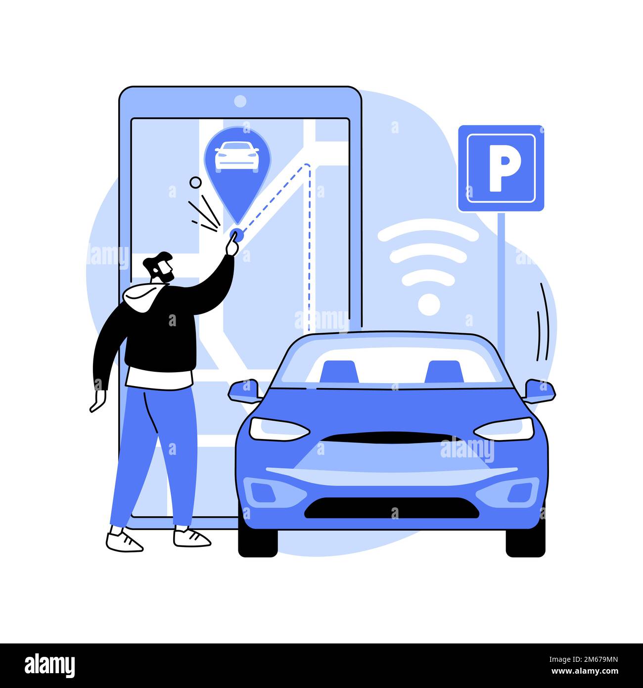 Self-parking car system abstract concept vector illustration. Automated ...