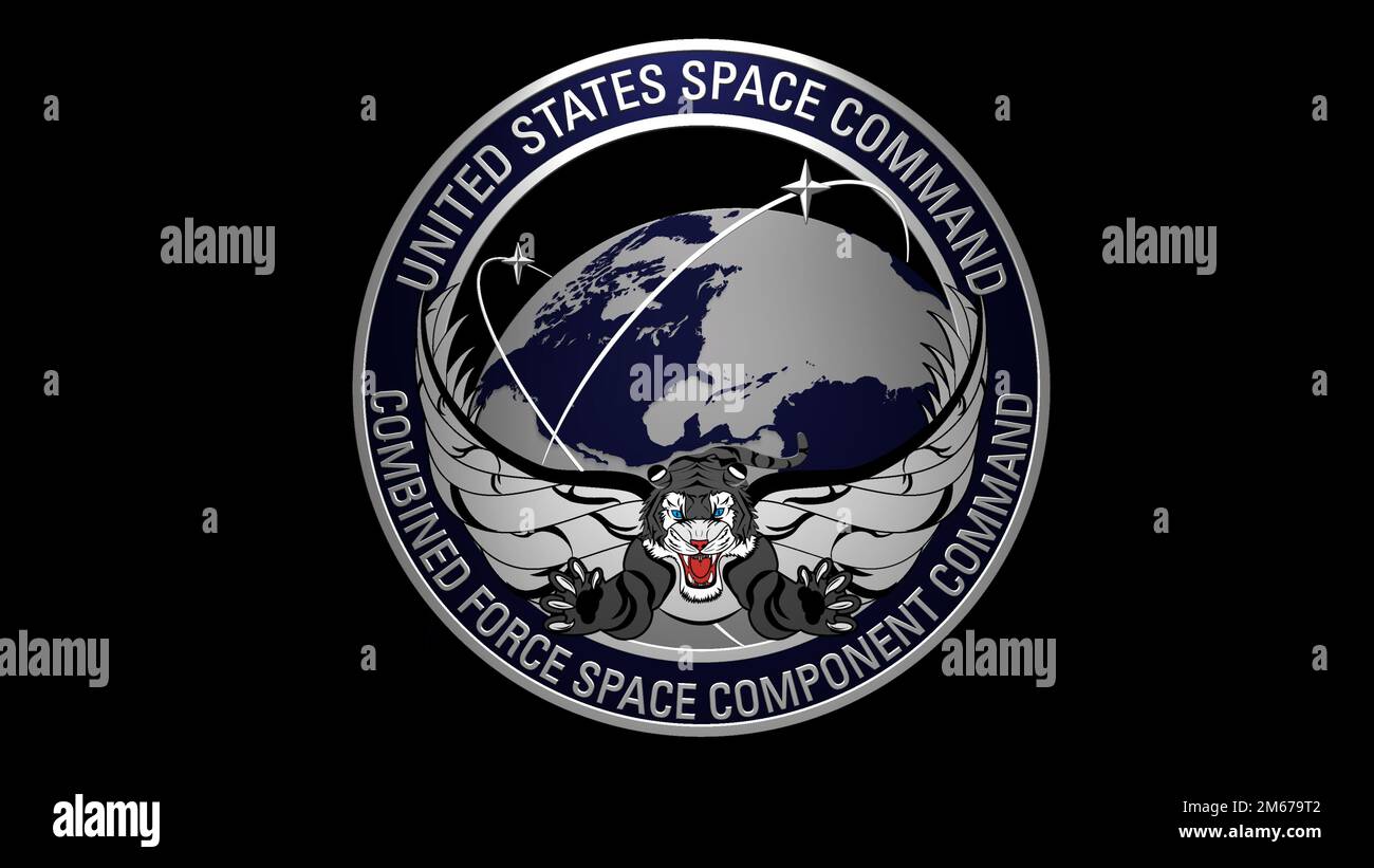 A 3D rendering of the emblem of the Combined Force Space Component Command, or CFSCC, located at ...