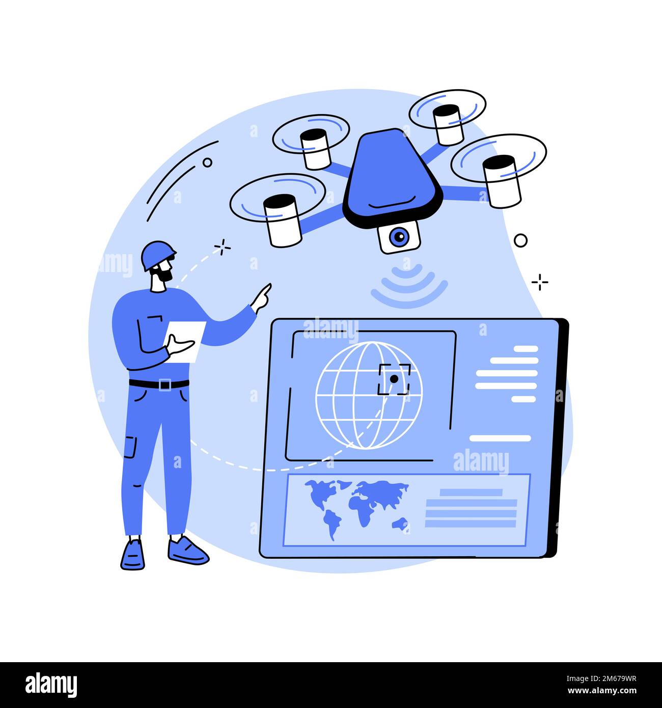 Military drone abstract concept vector illustration. Military robotics ...