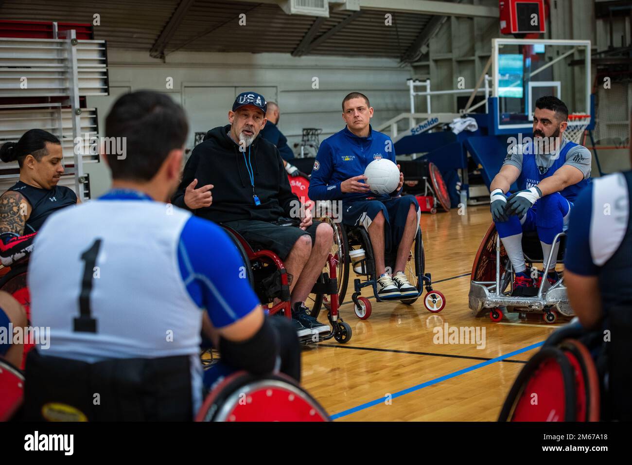Athletes on Team U.S. practice wheelchair rugby during the Invictus ...