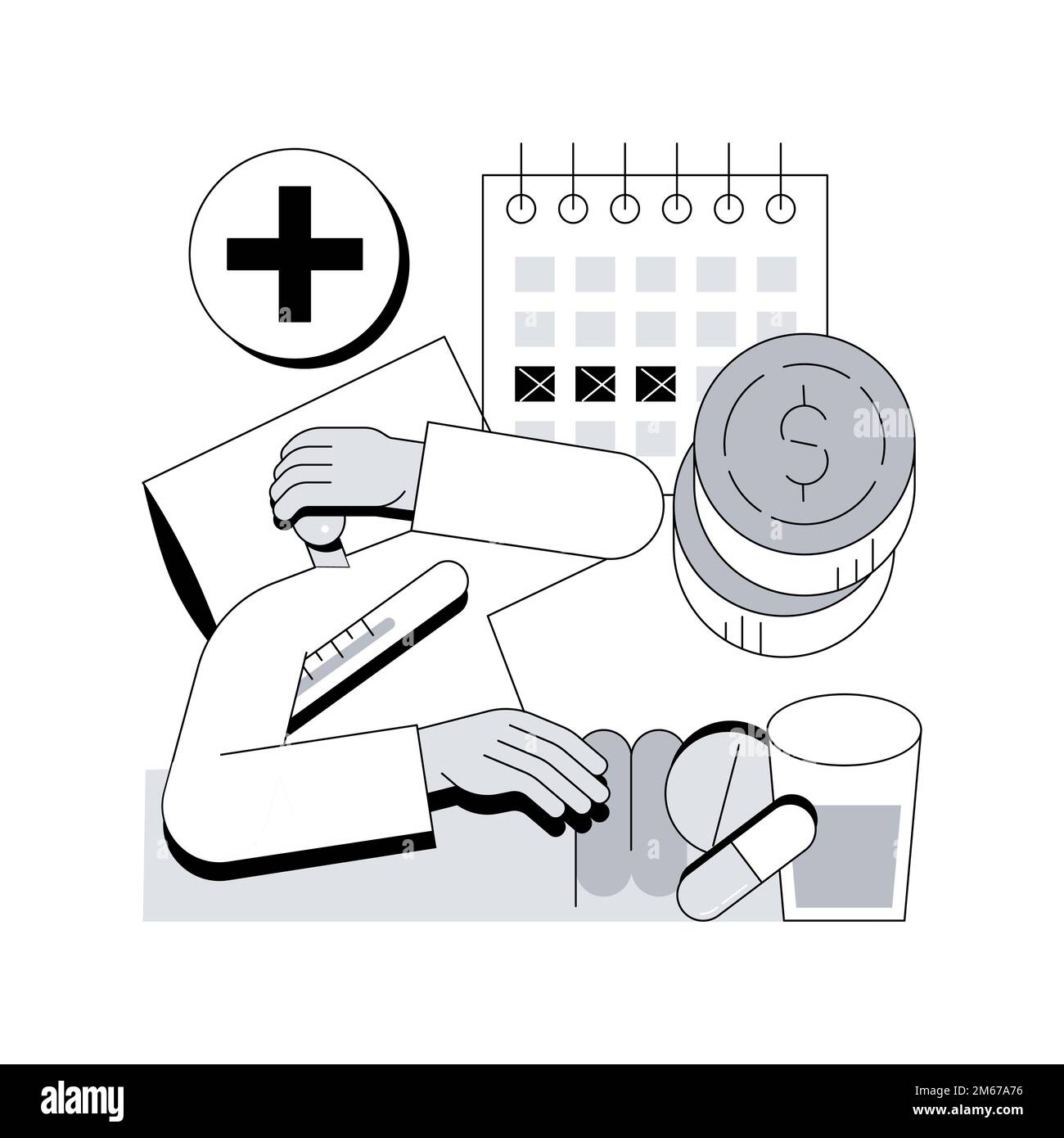 Sick leave abstract concept vector illustration. Paid days, stay home ...