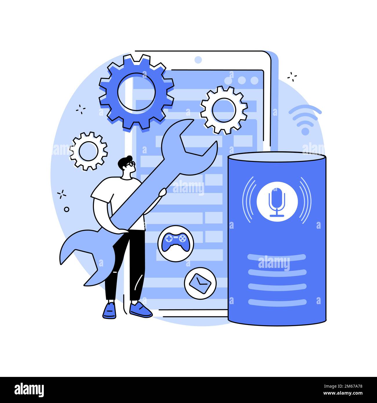 Smart speaker apps development abstract concept vector illustration ...