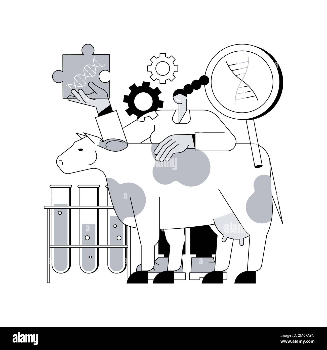 Genetically modified animals abstract concept vector illustration. Genetically modified food ...