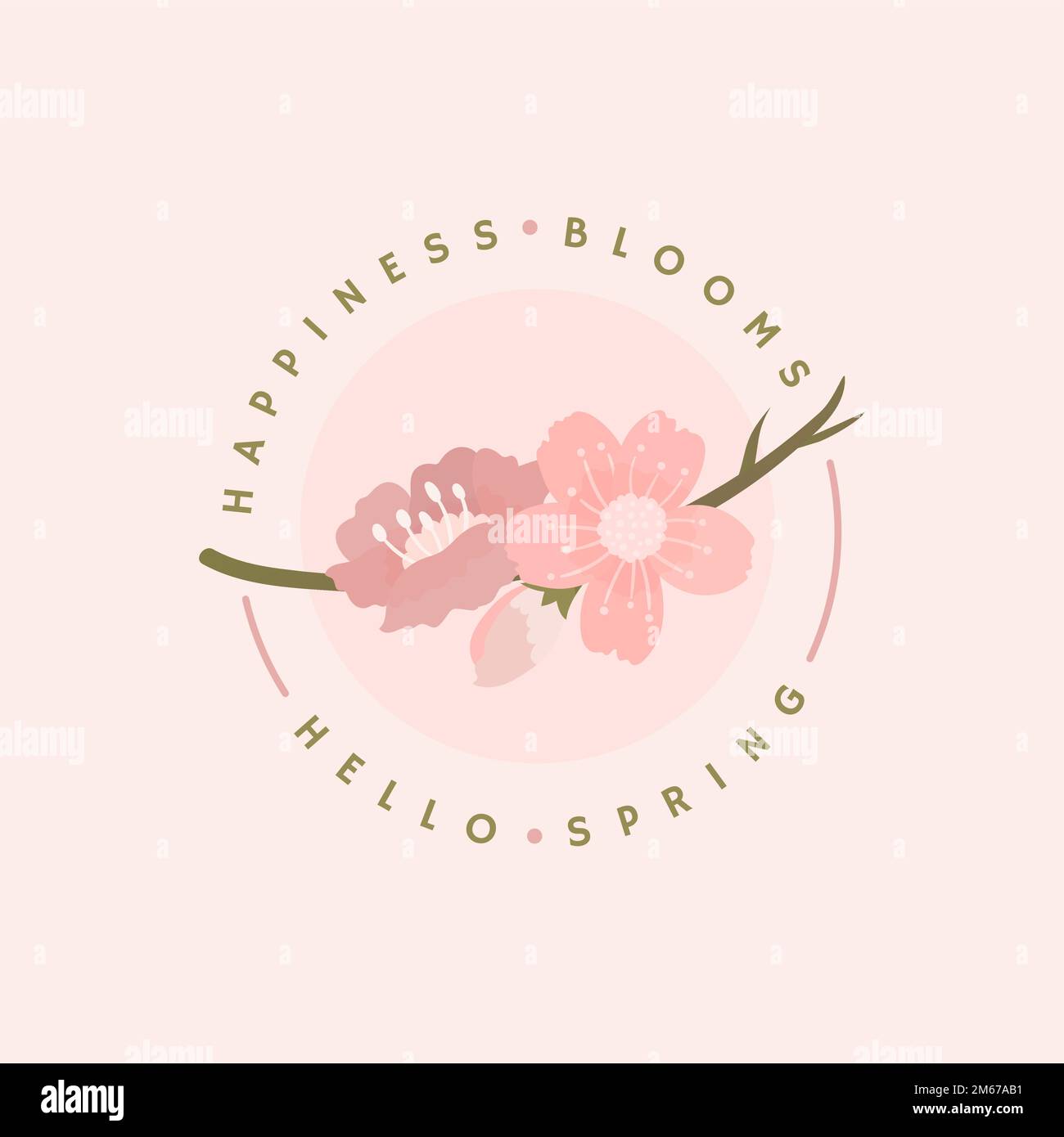 Pink cherry blossom badge vector Stock Vector Image & Art - Alamy