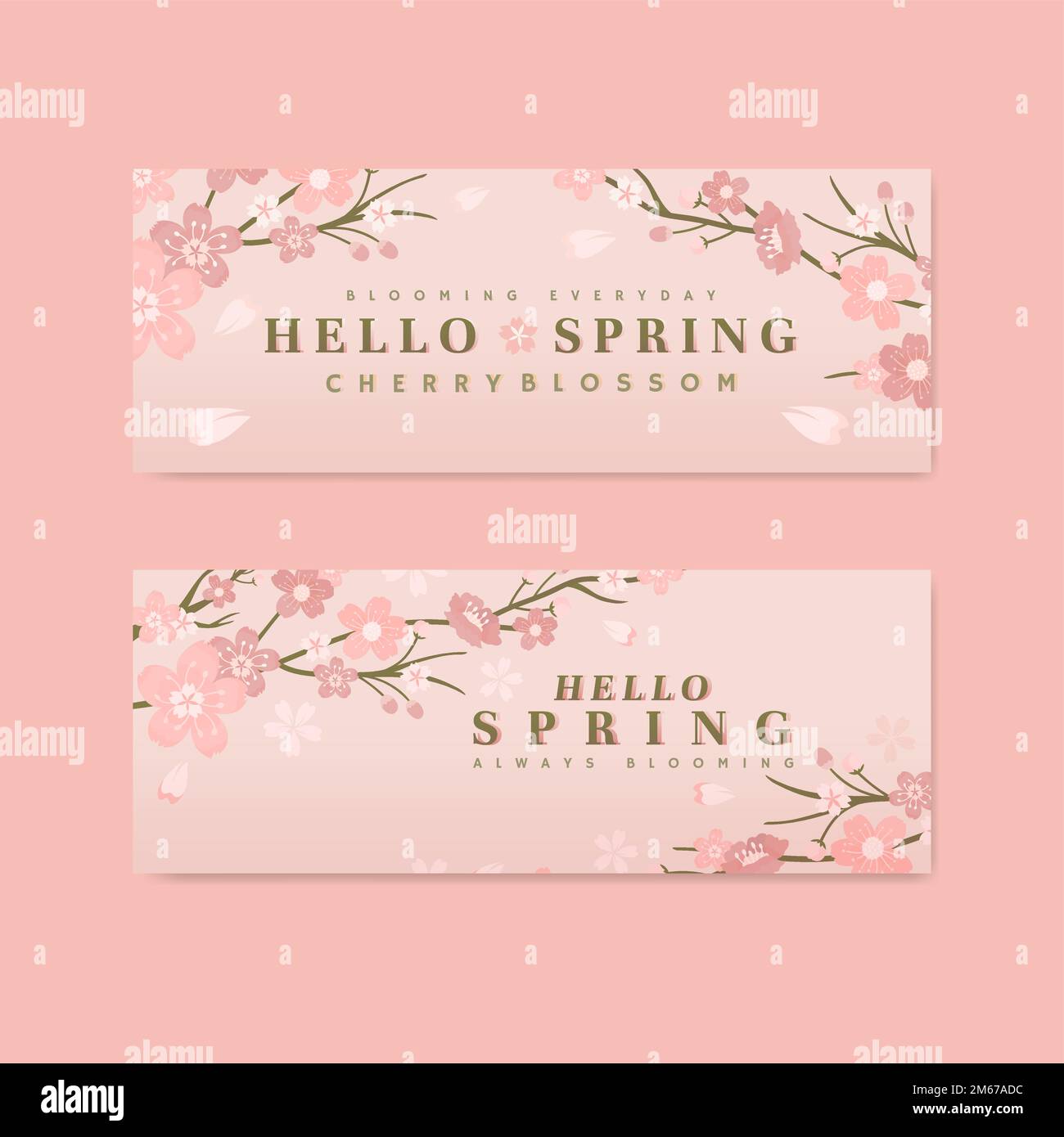Pink cherry blossom banner vector Stock Vector Image & Art - Alamy