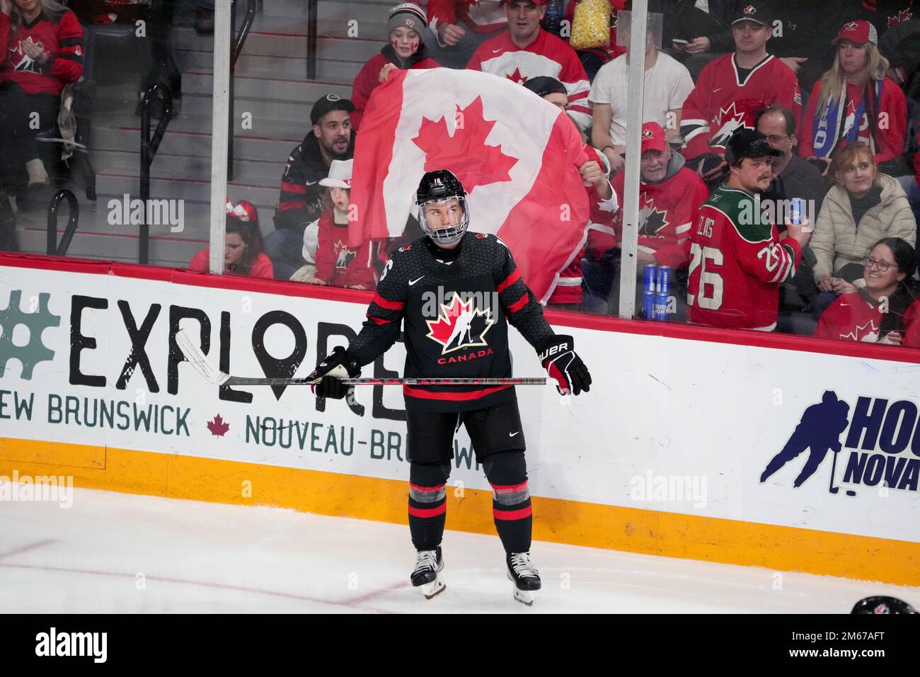 Canada's Connor Bedard during a break in play of IIHF World Junior ...