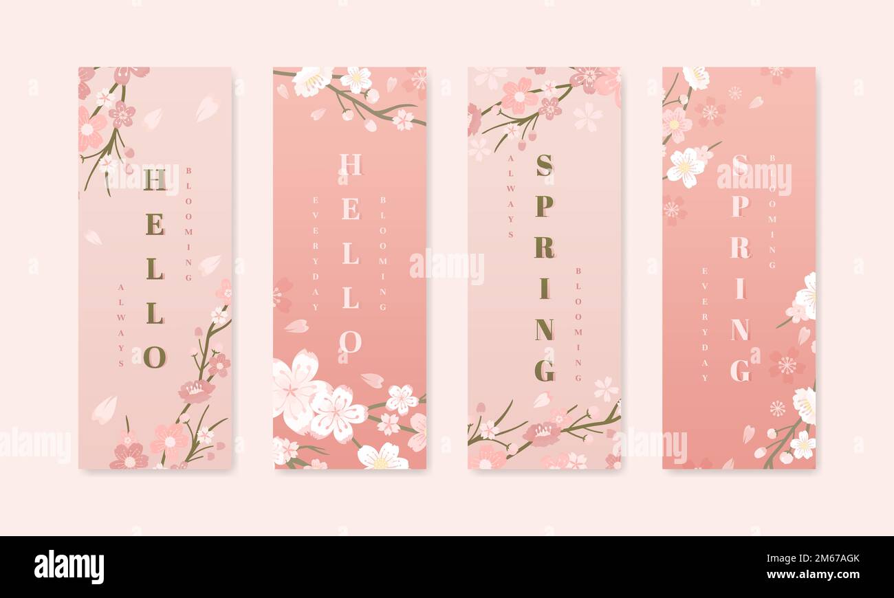 Pink cherry blossom banner vector Stock Vector Image & Art - Alamy