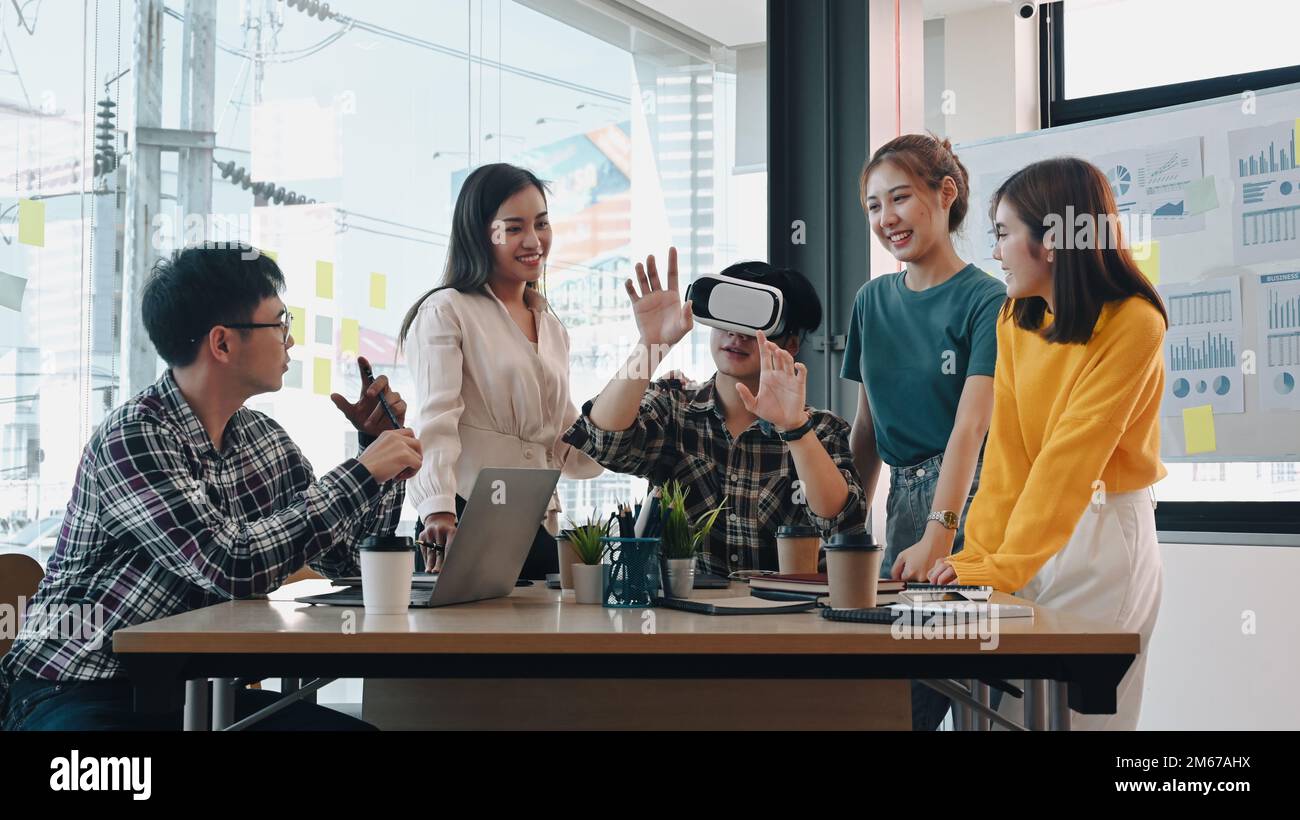 Start up business team is brainstorming for augmented reality ...