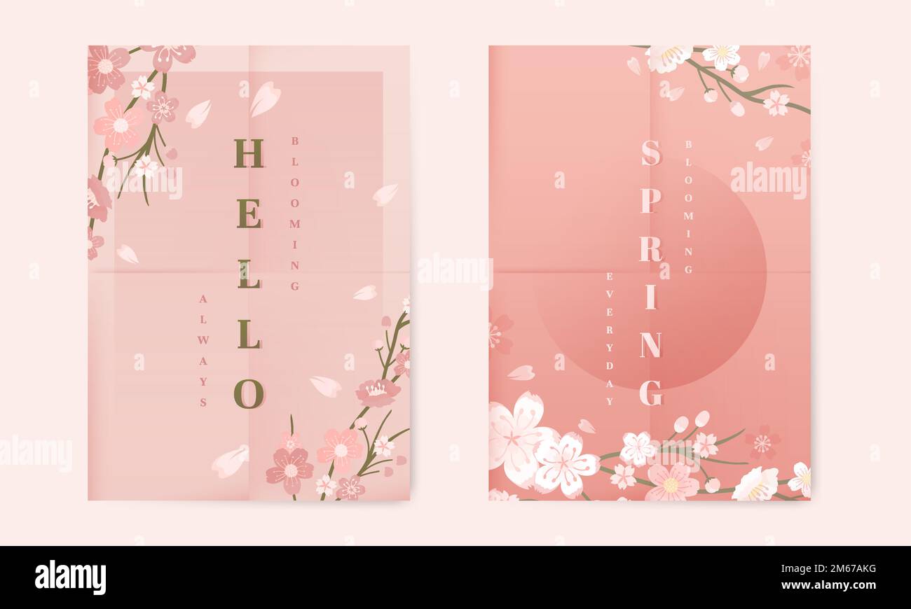 Pink cherry blossom poster template vector Stock Vector Image & Art - Alamy