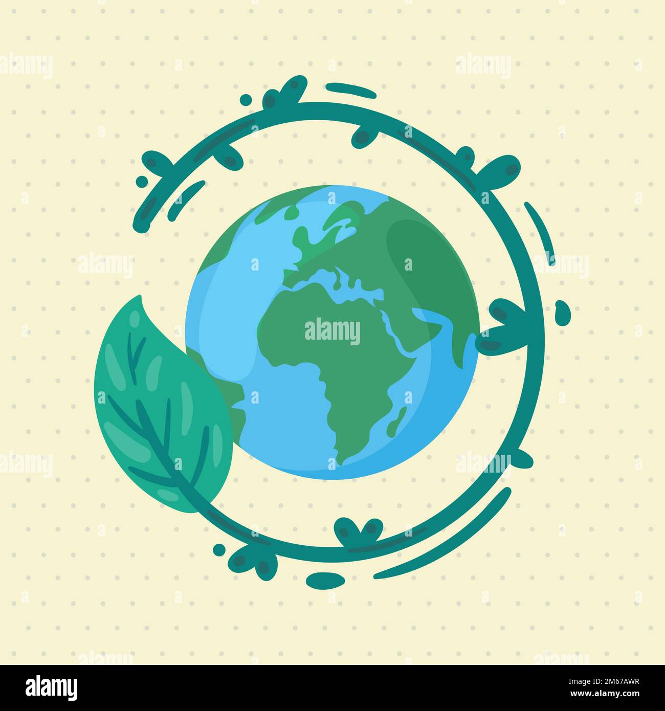 earth planet with leafs Stock Vector Image & Art - Alamy