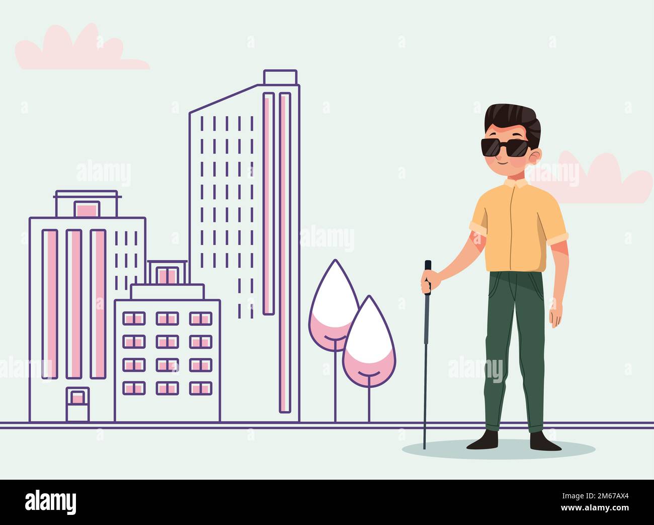 Young adult blind man Stock Vector Images - Alamy