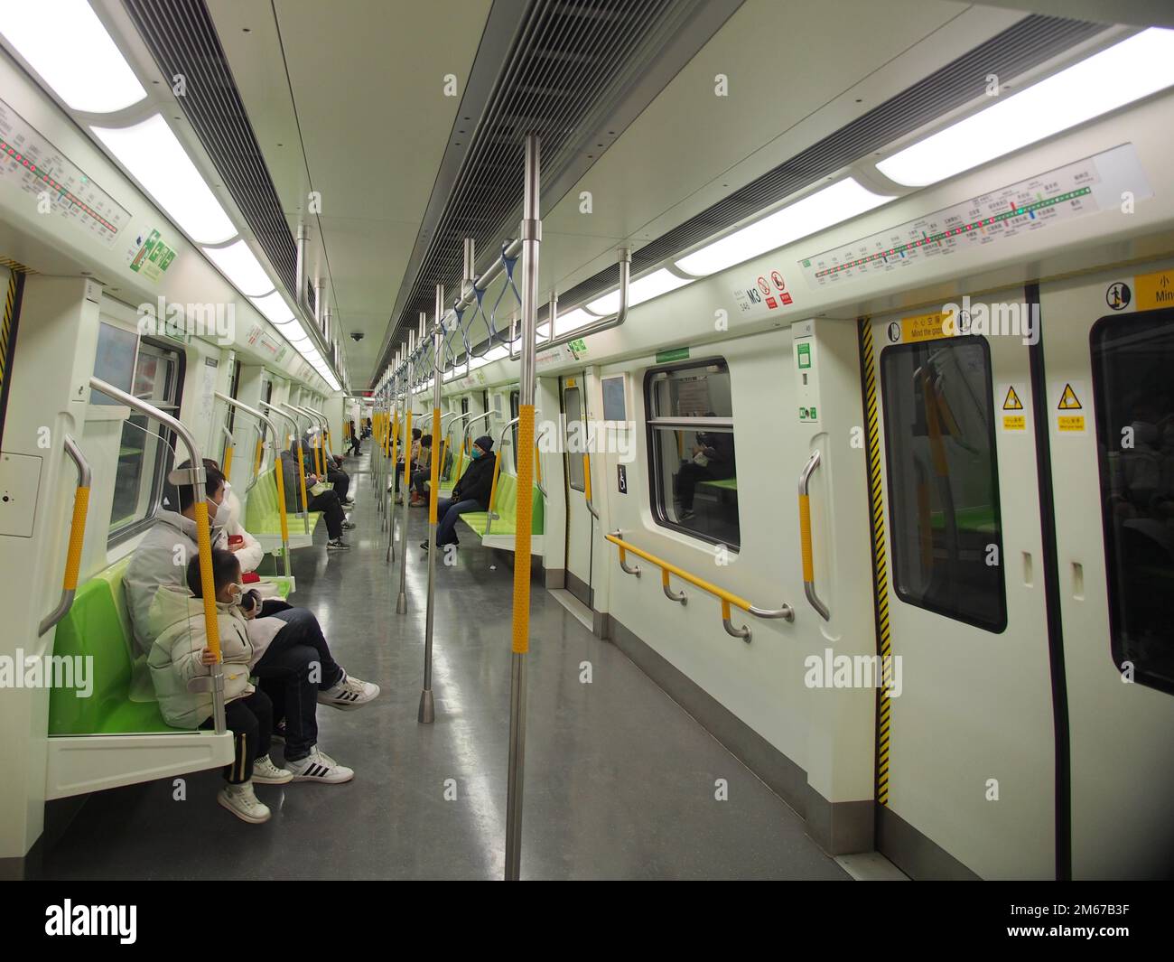 Passengers are waiting at Muxidi Station of Beijing Subway Line 16 ...