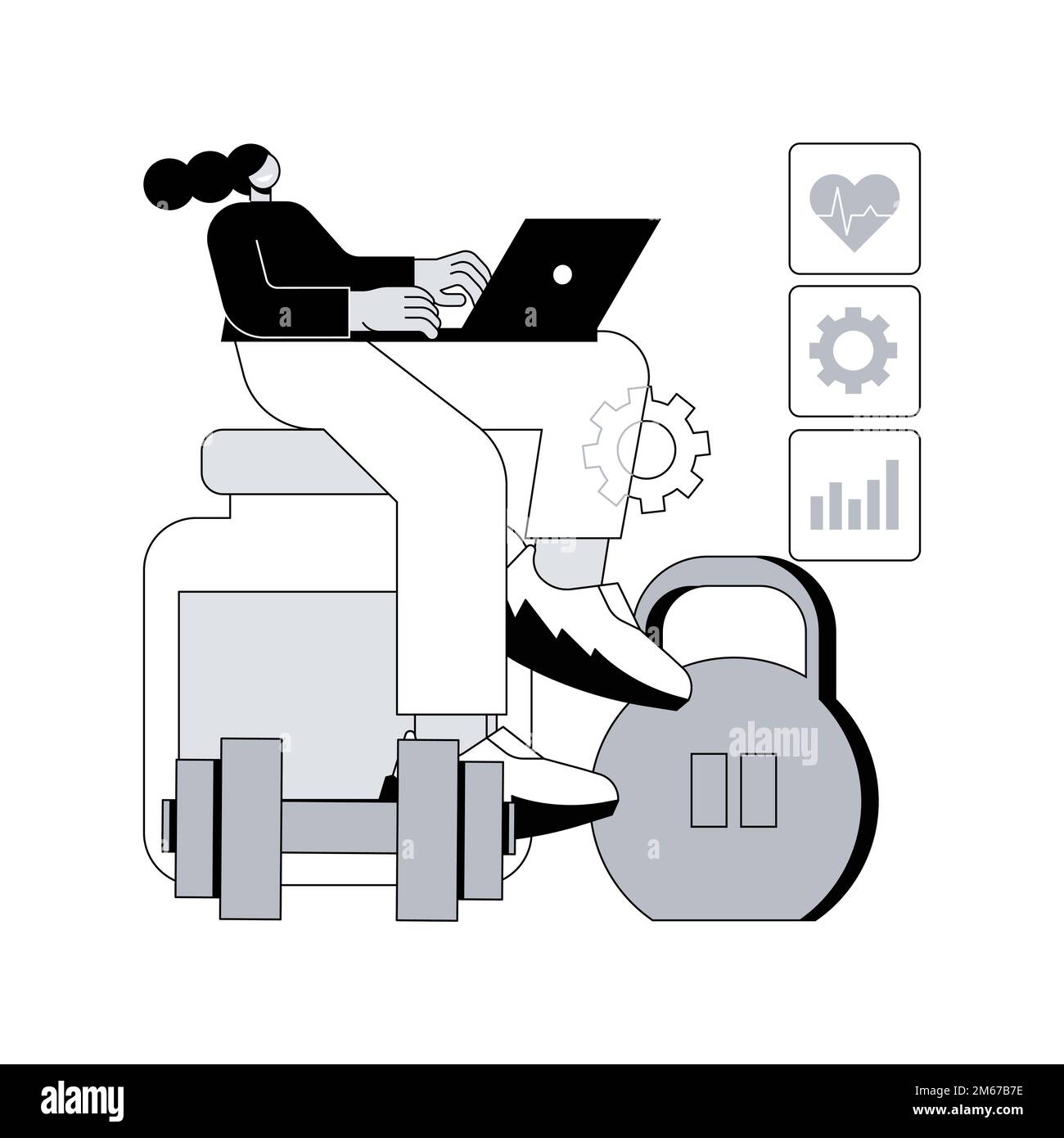 Fitness-focused workspace abstract concept vector illustration. Fitness ...