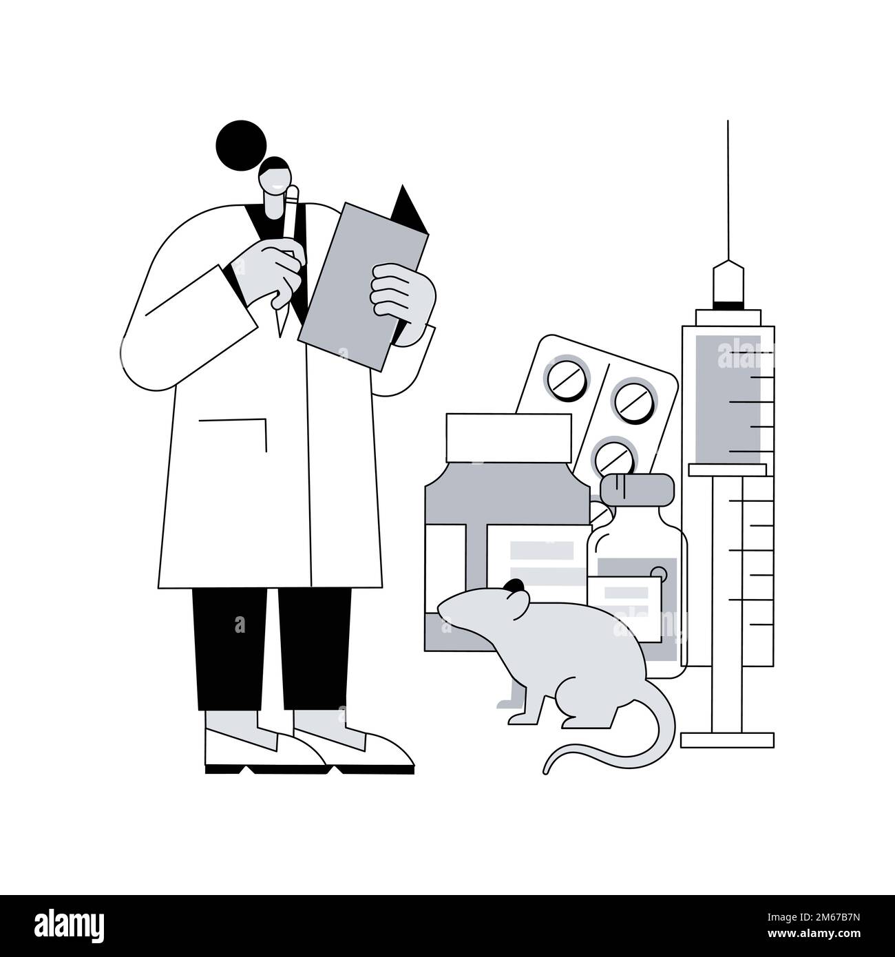 Animal testing of medicines abstract concept vector illustration. Drug ...