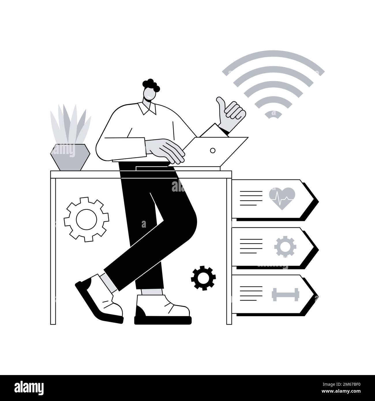 Health-focused IOT desks abstract concept vector illustration. IOT ...