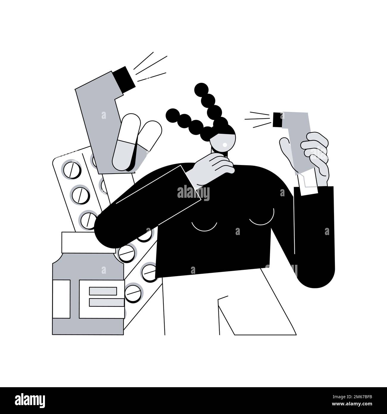 Treatment of bronchial asthma abstract concept vector illustration ...