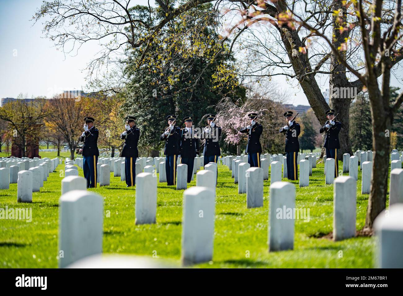 A firing party from the 3d U.S. Infantry Regiment (The Old Guard) fire ...