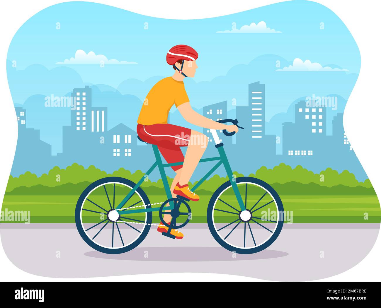 Mountain Biking Illustration with Cycling Down the Mountains for Sports ...