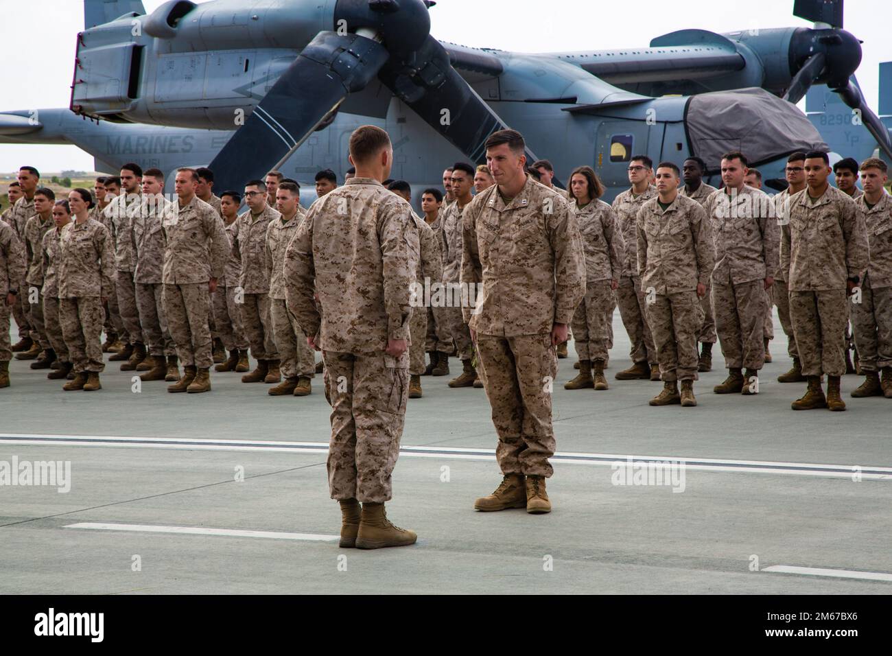 U.S. Marines with Marine Medium Tiltrotor Squadron (VMM) 161, Marine ...