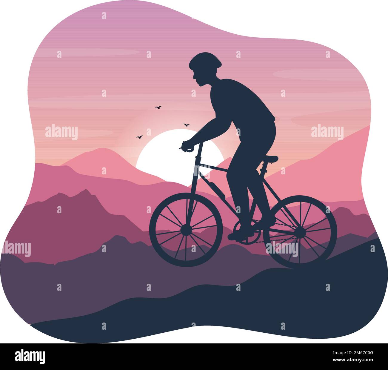 Mountain Biking Illustration with Cycling Down the Mountains for Sports ...